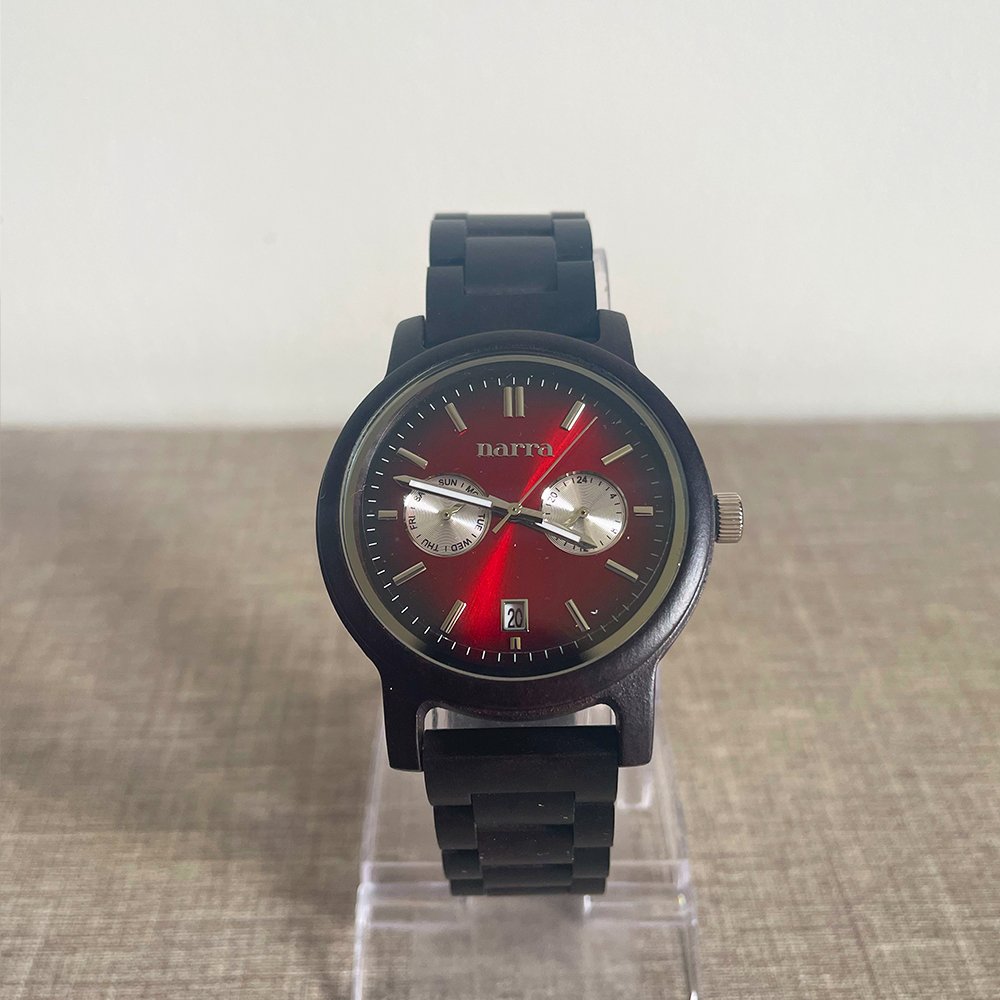 Blaze in Dark Sandalwood and Red – Narra Wooden Watches
